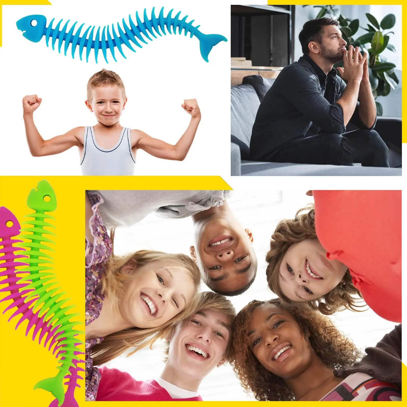 Stretchy Tensile Fish Bond Noodle Strings Colorful Kids Fidget Stress ...