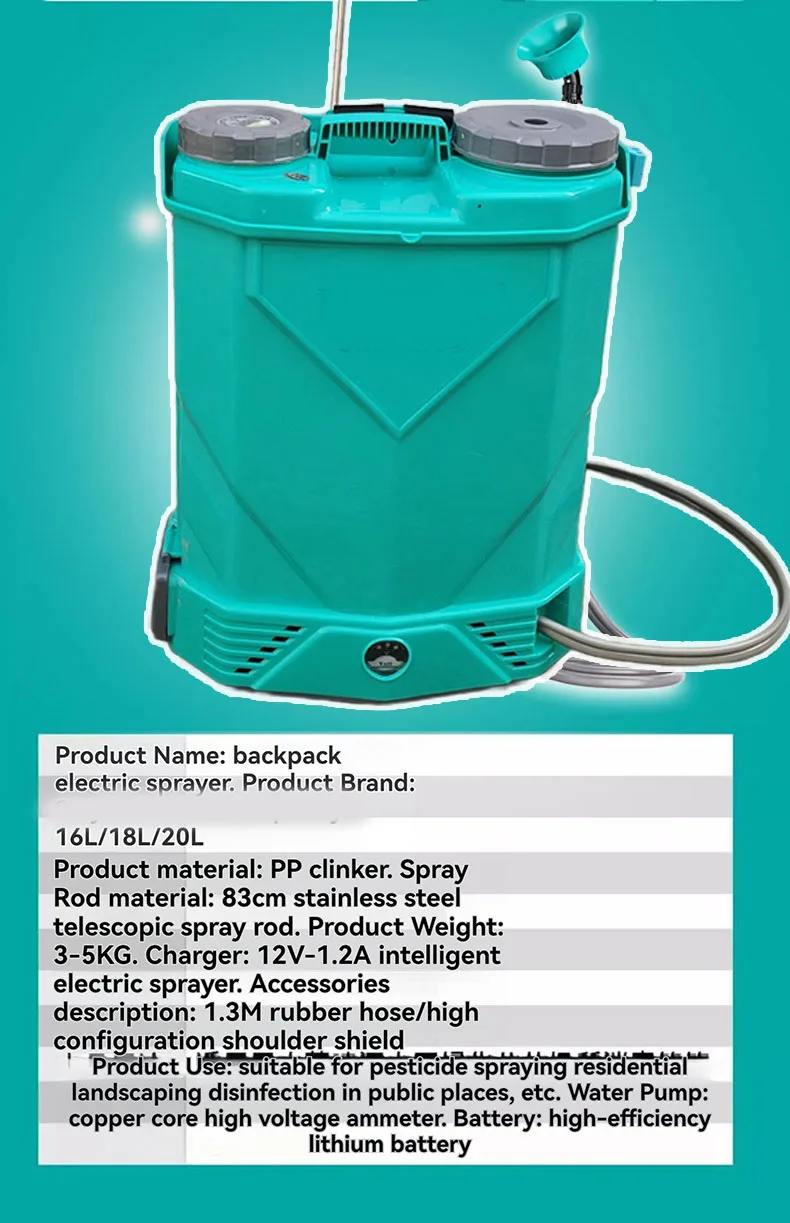 20L Electrical Sprayer Rechargeable Hand/Battery Powered Knapsack ...