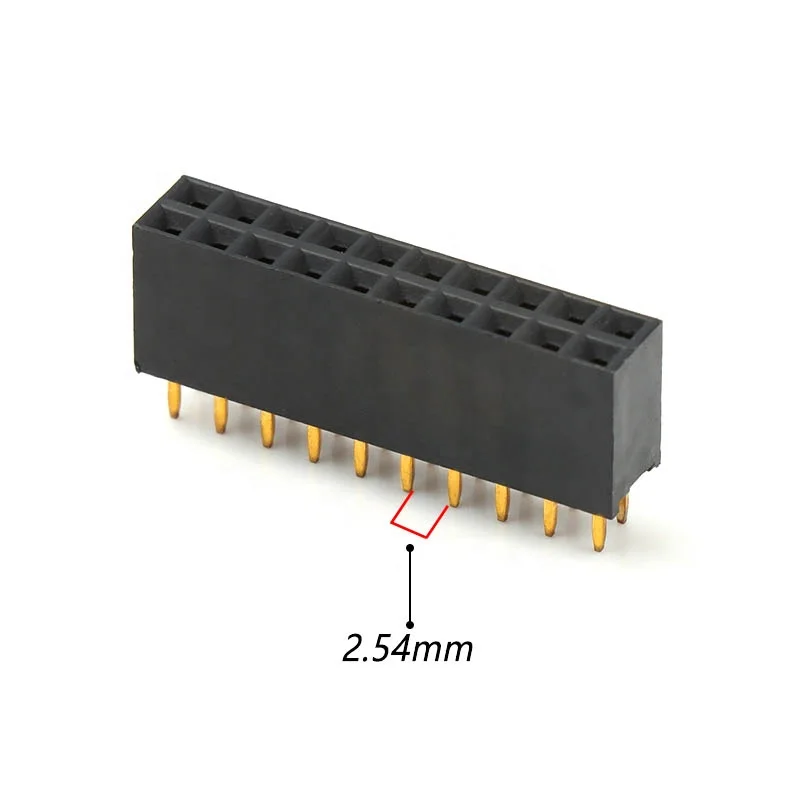 2.54mm Pitch Dual Rows Female Pin Header 2*10pins Vertical Connector ...