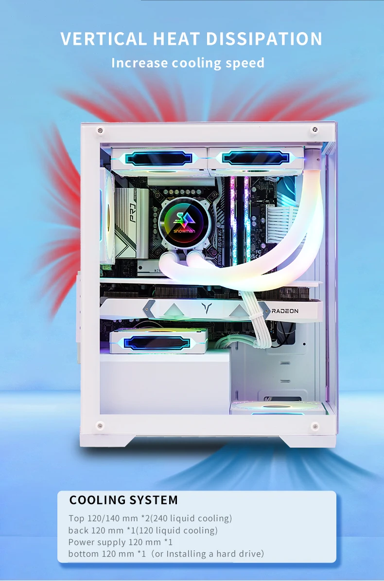 SNOWMAN Gaming PC Case - ATX Mid Tower with Tempered Glass