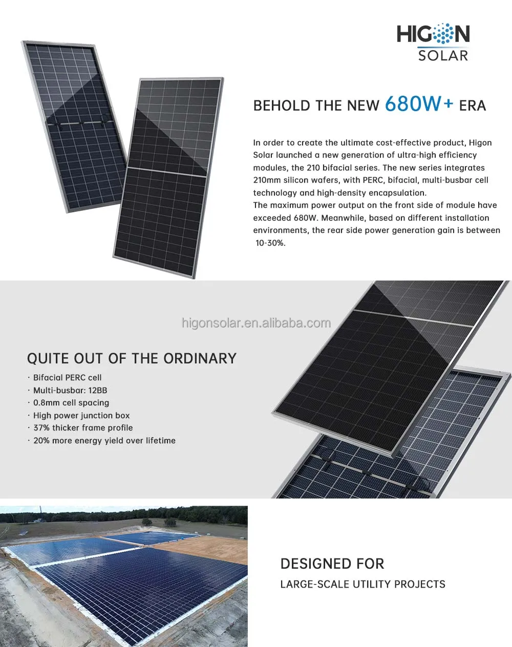 Higon New 700w Commercial Bifacial Solar Panels 680w Pv Module Glass ...