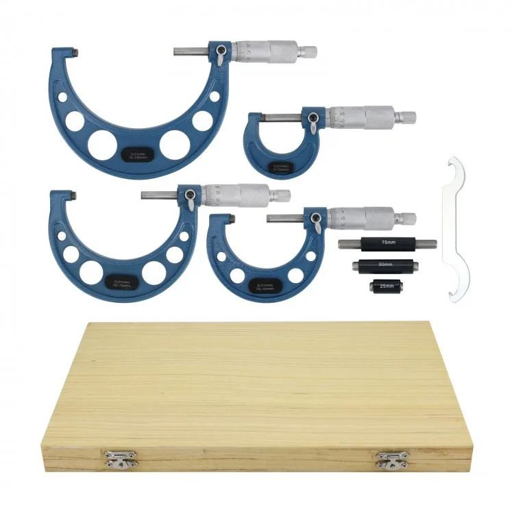 Outside Micrometer Set with Wooden Box - Precision Tools