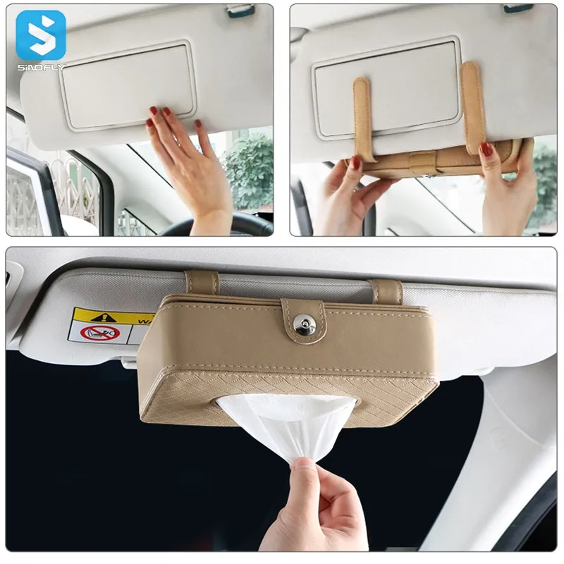 Universal Auto Interior Tissue Box Strip Clip Model Sun Visor Storage ...