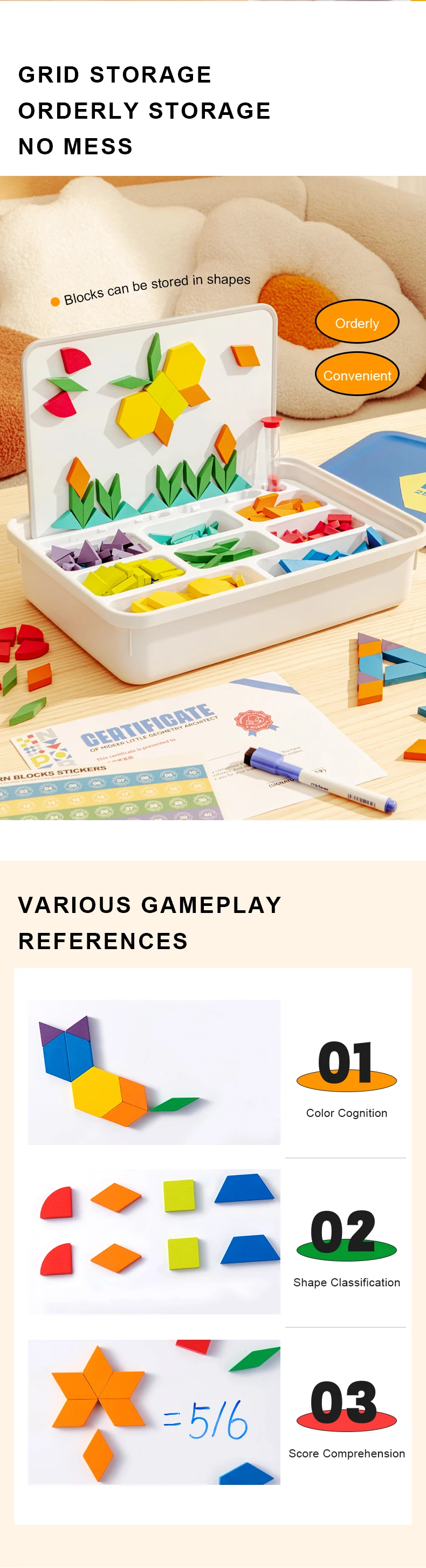 Mideer Children's Magnetic Geometry Blocks 250pcs Tangram Wooden Toys ...