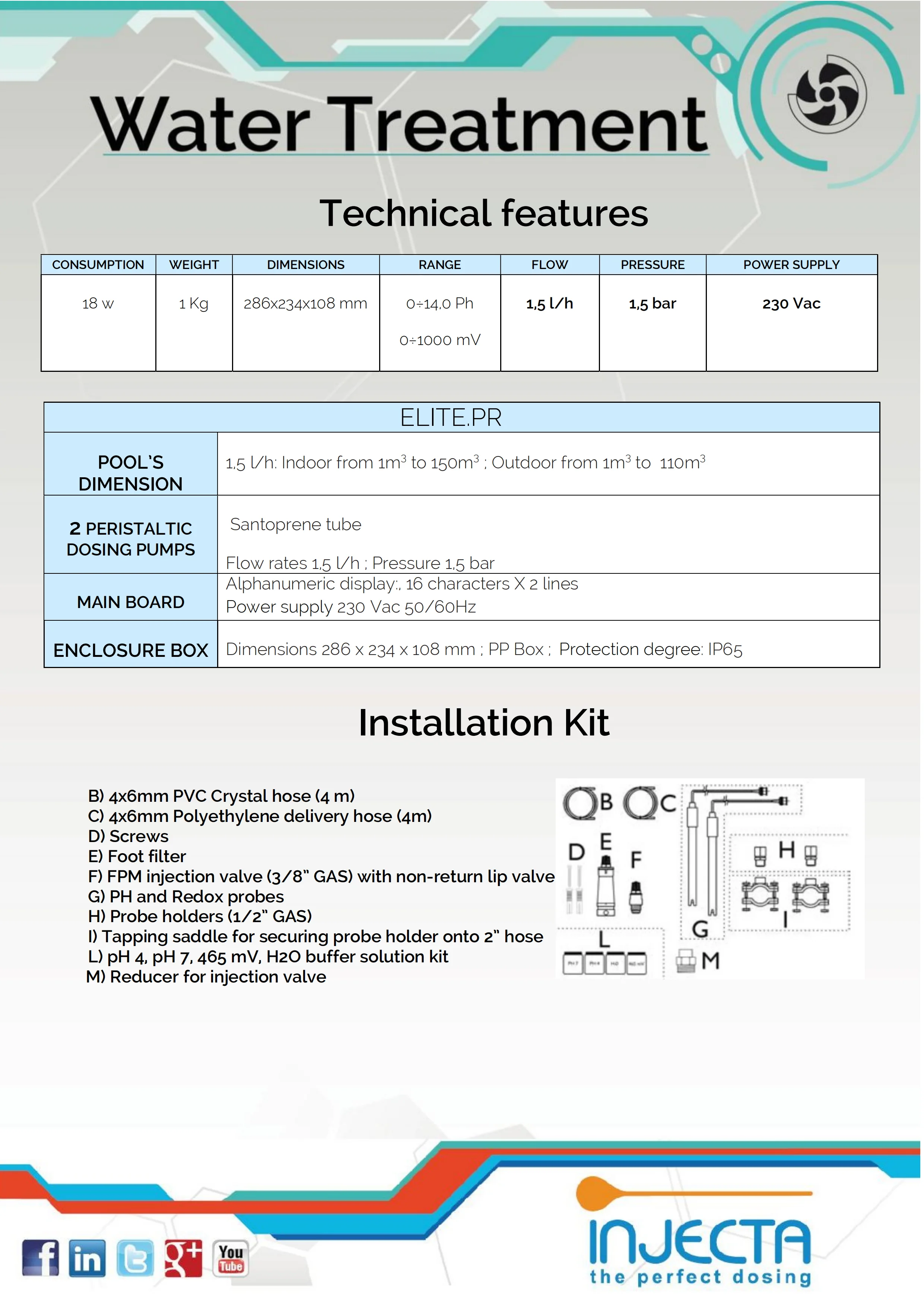 Automatic Dosing System for Swimming Pools - IP65 Protection