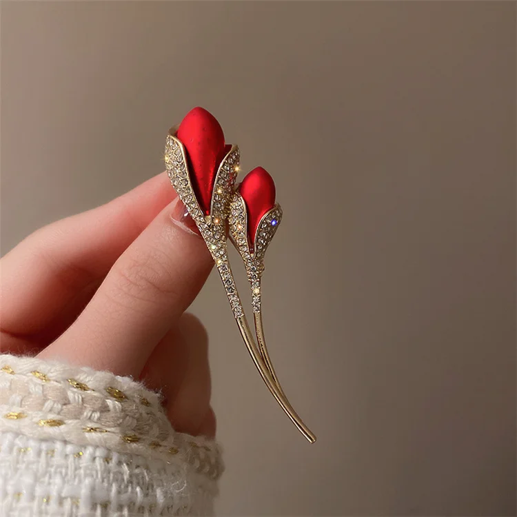 Nice Design Tulip Rose Brooch For Women Elegant Corsage Fashion Brooch ...