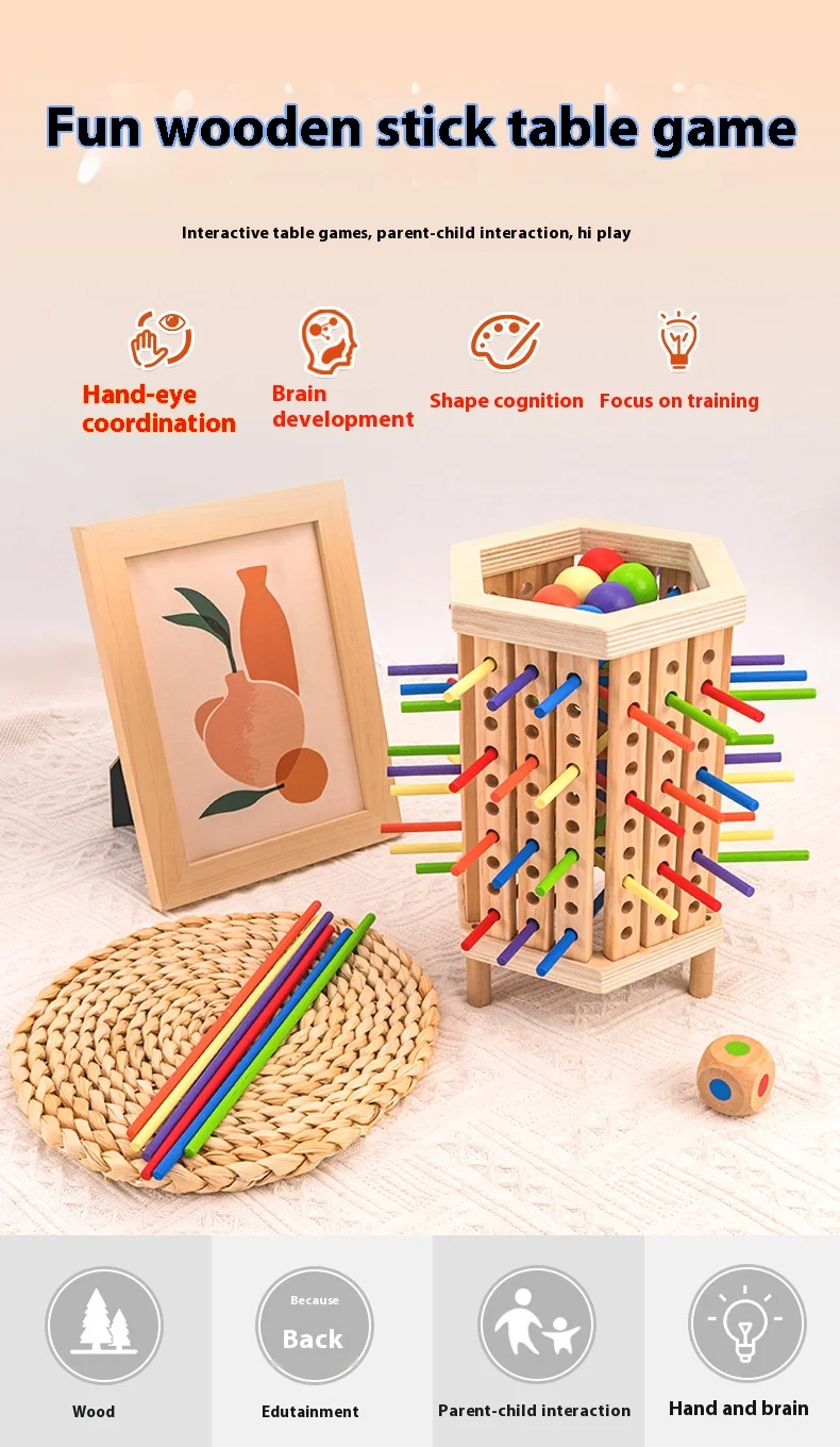 Wooden Montessori Early Educational Sticks Counting Toy Wooden Sticks ...