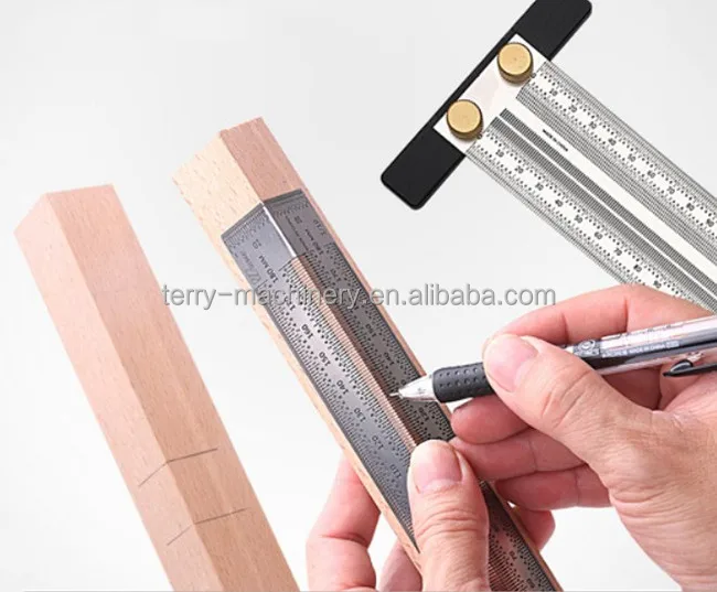 High Precision 180mm T-type Hole Stainless Steel Ruler Woodworking ...