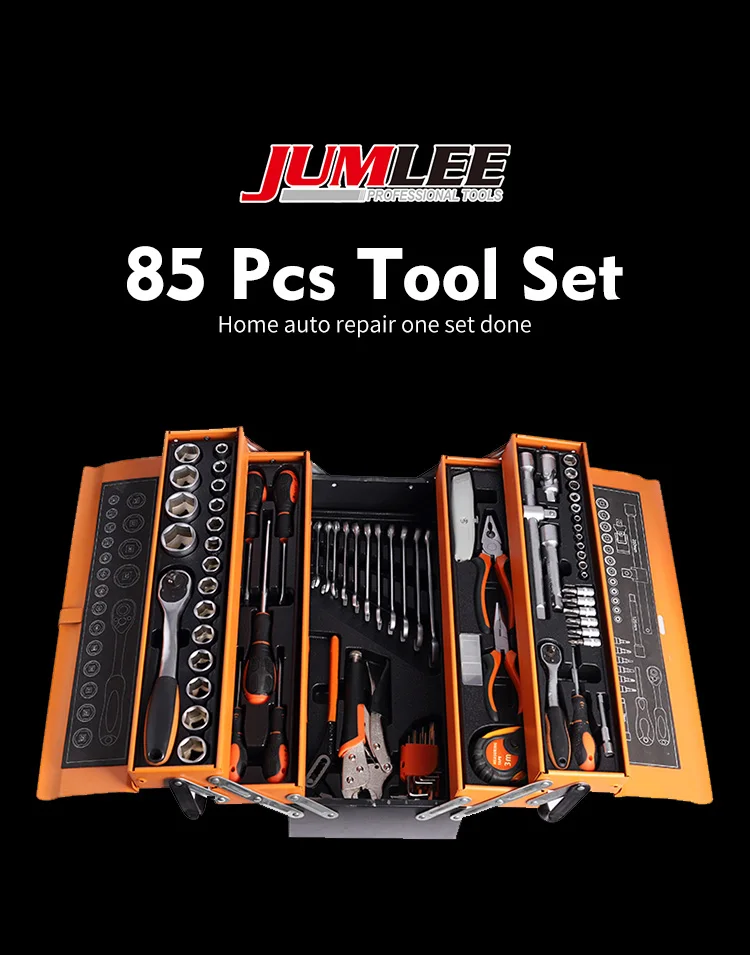 Jumlee 85 Pcs Combination Wrench Complete Socket Kit Repair Hand Tool ...