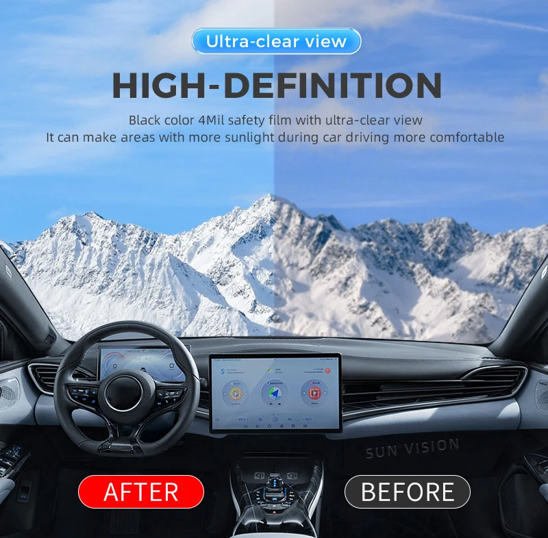 4Mil Safety Film Anti Shatter Car Window Film Heat Insulation Removable ...