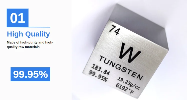 1 Inch Tungsten W Cubic Periodic Table Cube 99.95% Pure Tungsten Cubic ...