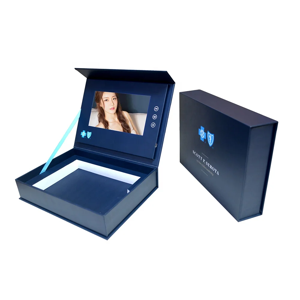 Custom Logo Magnetic Paper Gift Box with 7 Inch LCD Display