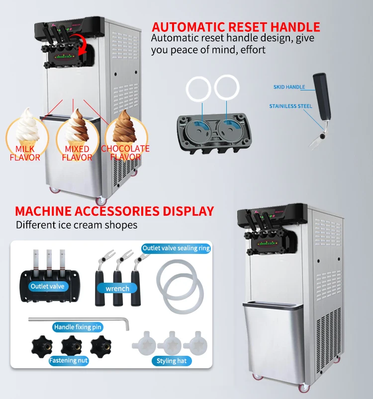 Mk-618ndb Floor Standing Ice Cream Making Machine With 3 Flavors And ...