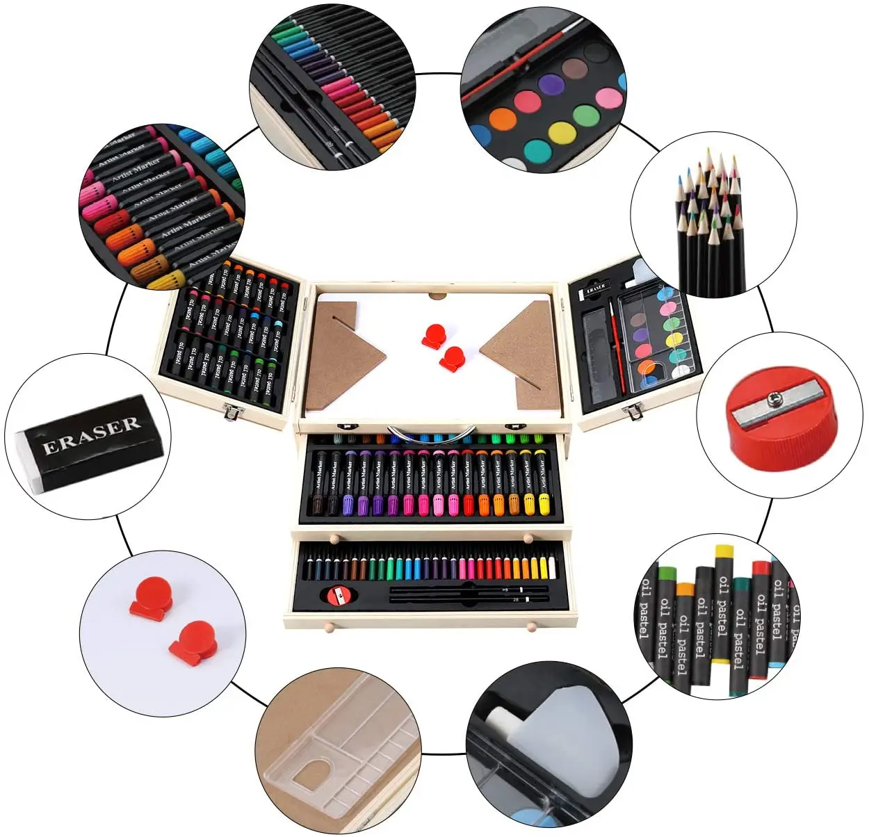 108 Piece Wooden Art Set - Perfect for Kids & Teens