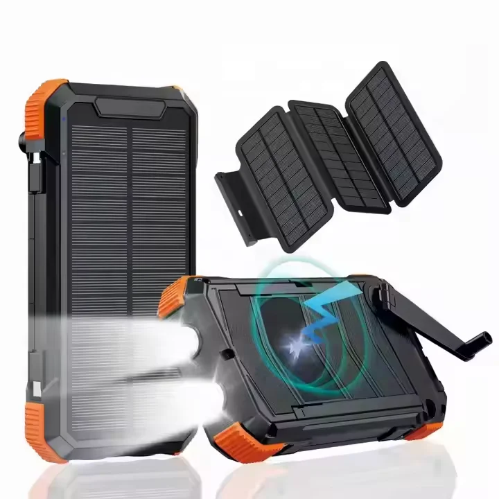 Camping Solar Panel and Battery Pack 36000mah Crank Solar Power Bank ...