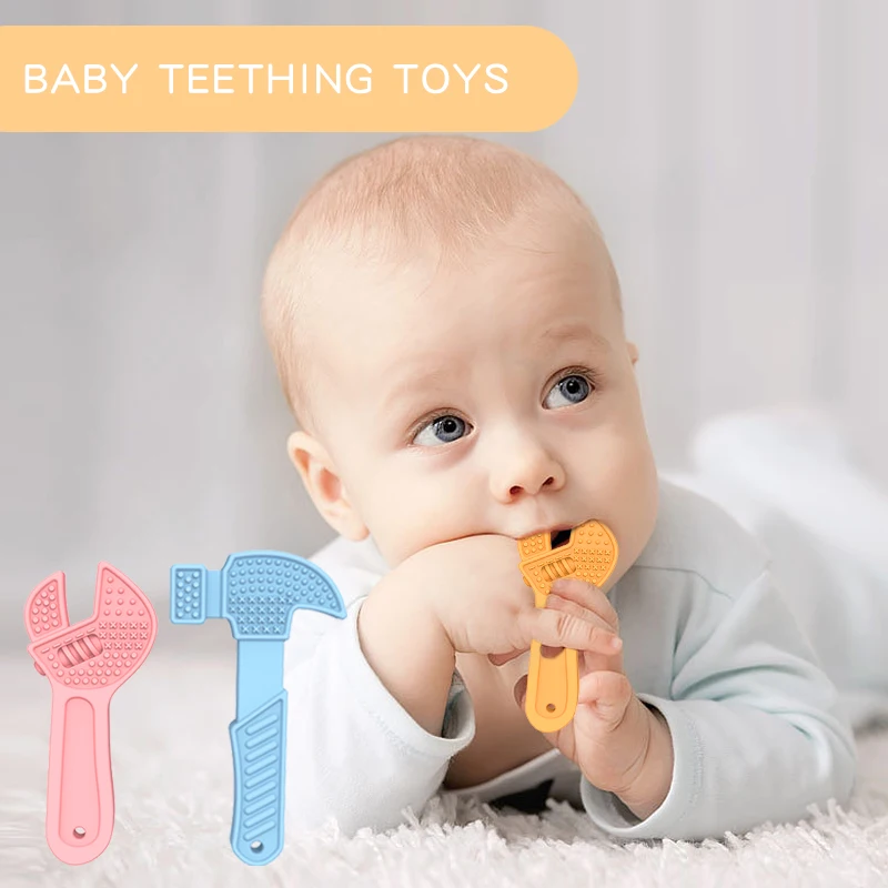 Wholesale BPA Free Soft Teething Toy Baby Silicone Wrench Hammer Tool ...