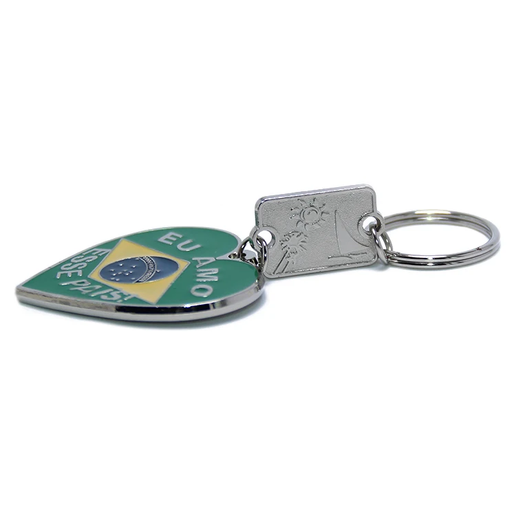 Custom Heart Shape Brazil Souvenir Keychain - Ageotoy FK6603