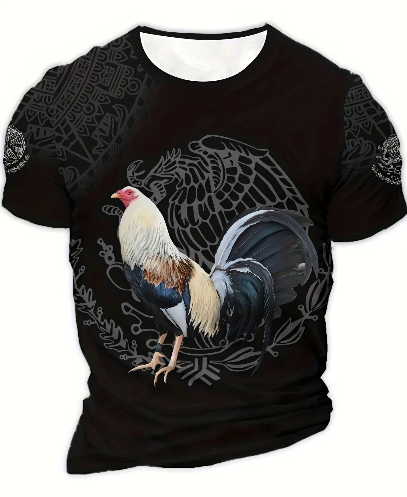 Custom 3 D Digital Print Rooster Pattern Men's T Shirts Short Sleeve ...
