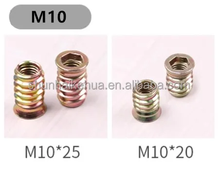 M6 M8 M10 Threaded Inserts for Wood Furniture - Steel, Coarse Thread ...