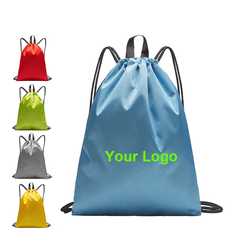 Custom Logo Drawstring Backpack - 210D Polyester Promotional Bag
