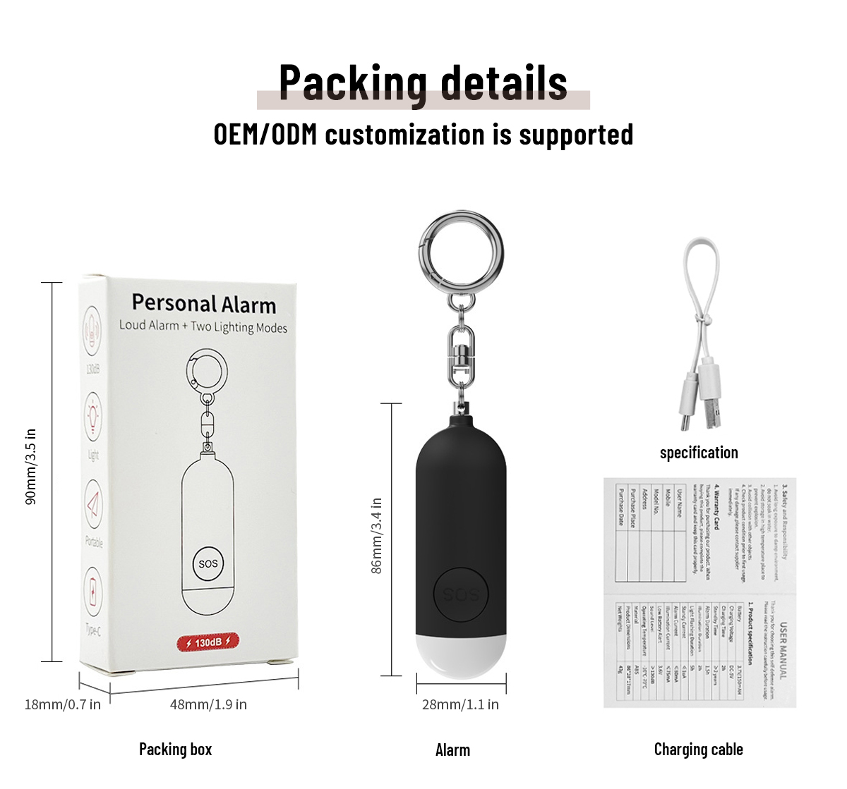 140db Emergency Self Defense Alarm Keychain Safety Defence Key Chain ...