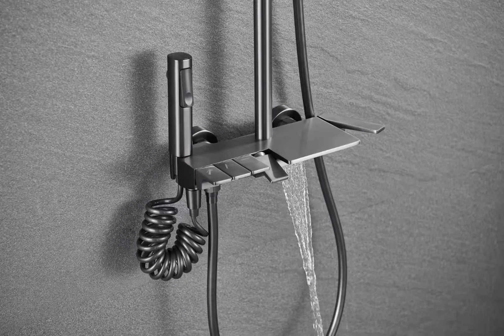 Piano Bathroom Shower Faucet Set Wall Mounted Gun Gray Piano Bath ...