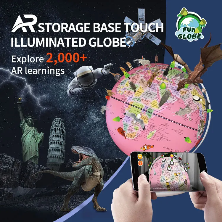 World Globe Illuminated Ar Globe With Stand Educational Led Augmented ...