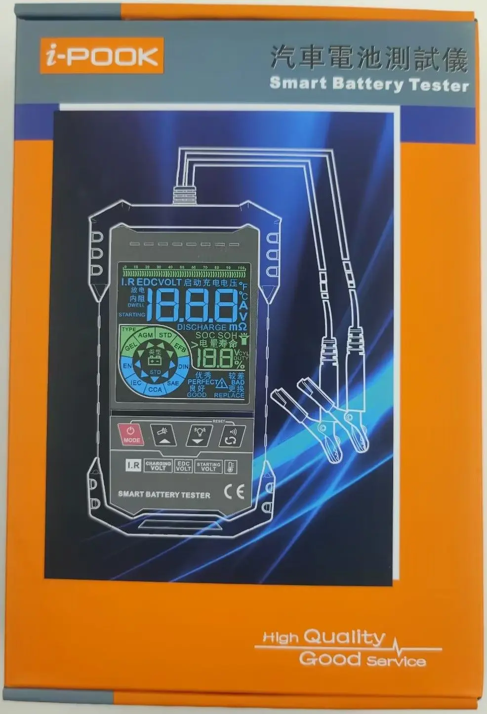 I-pook Pk59a Basic 12v/24v Lead Acid Cca New Digital Car Battery Tester ...