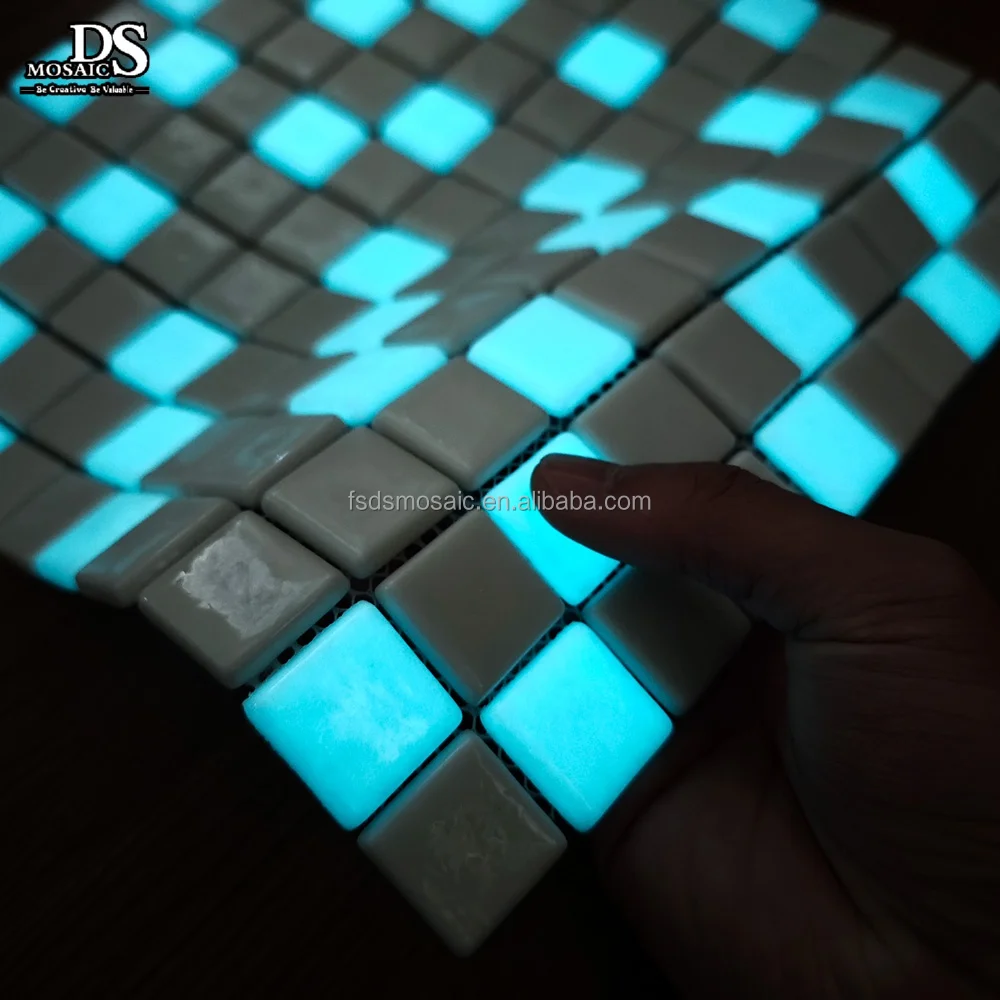 Luminous Blue Glass Tiles - Modern Pool Flooring Solutions