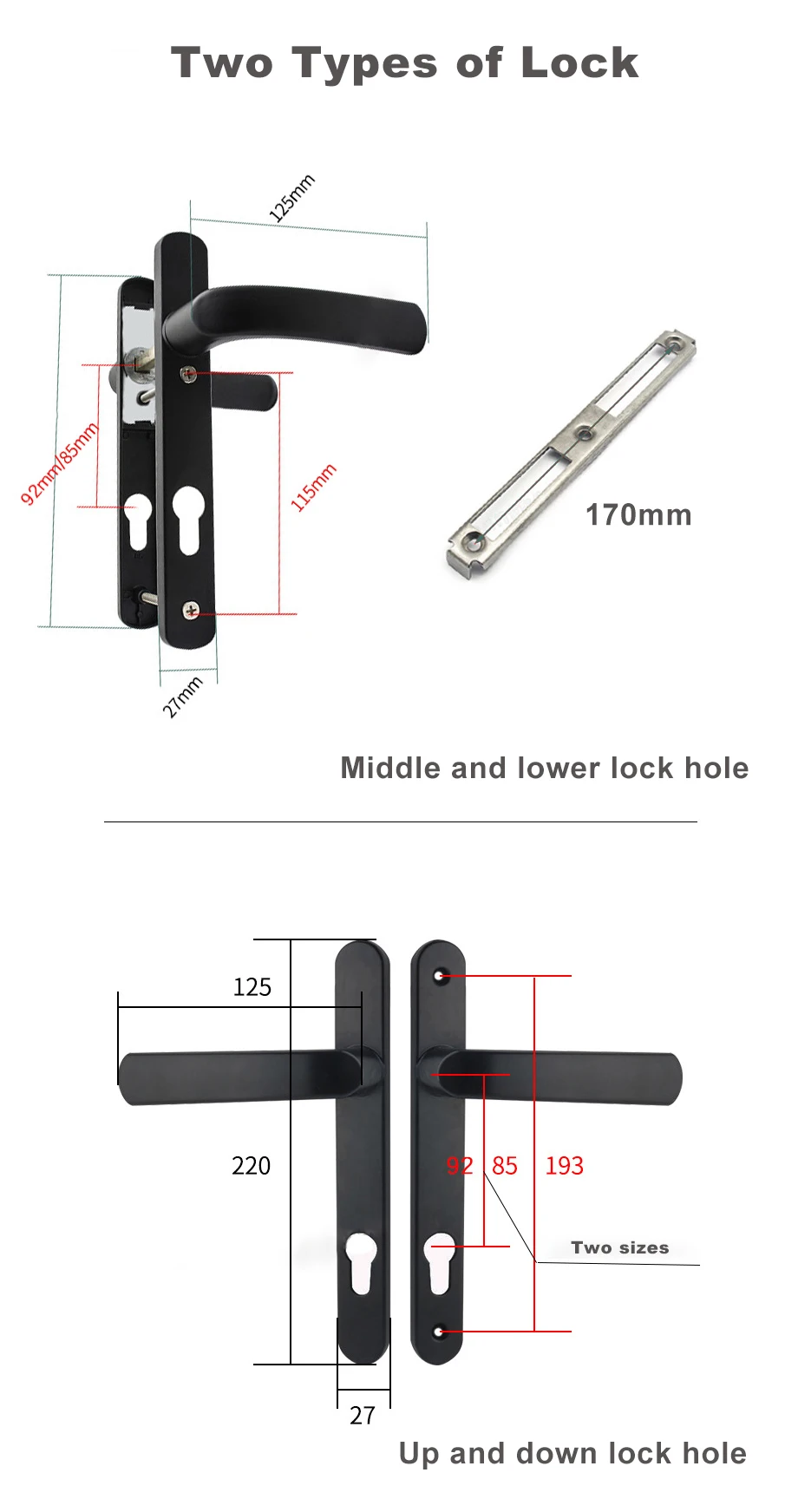Customized Aluminum Alloy Double Sided Key Door Handle Security Door ...