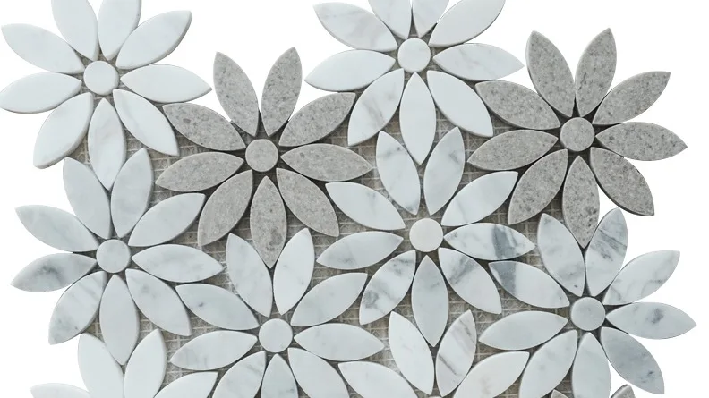 New Design Floral Flower Carrara White Marble Mosaic Tile - Buy Carrara ...