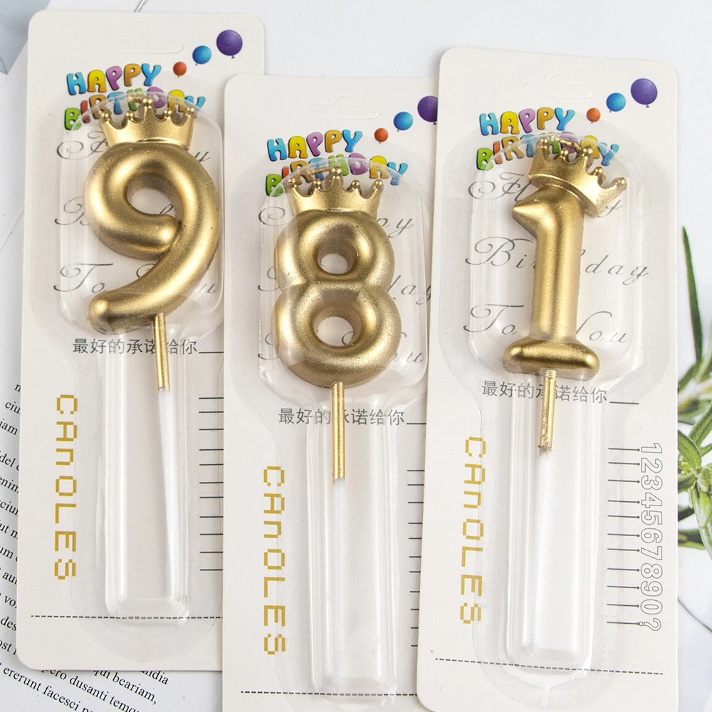 Hot Sell Happy Birthday Numbers 0-9 Candles Golden Crown Christmas ...