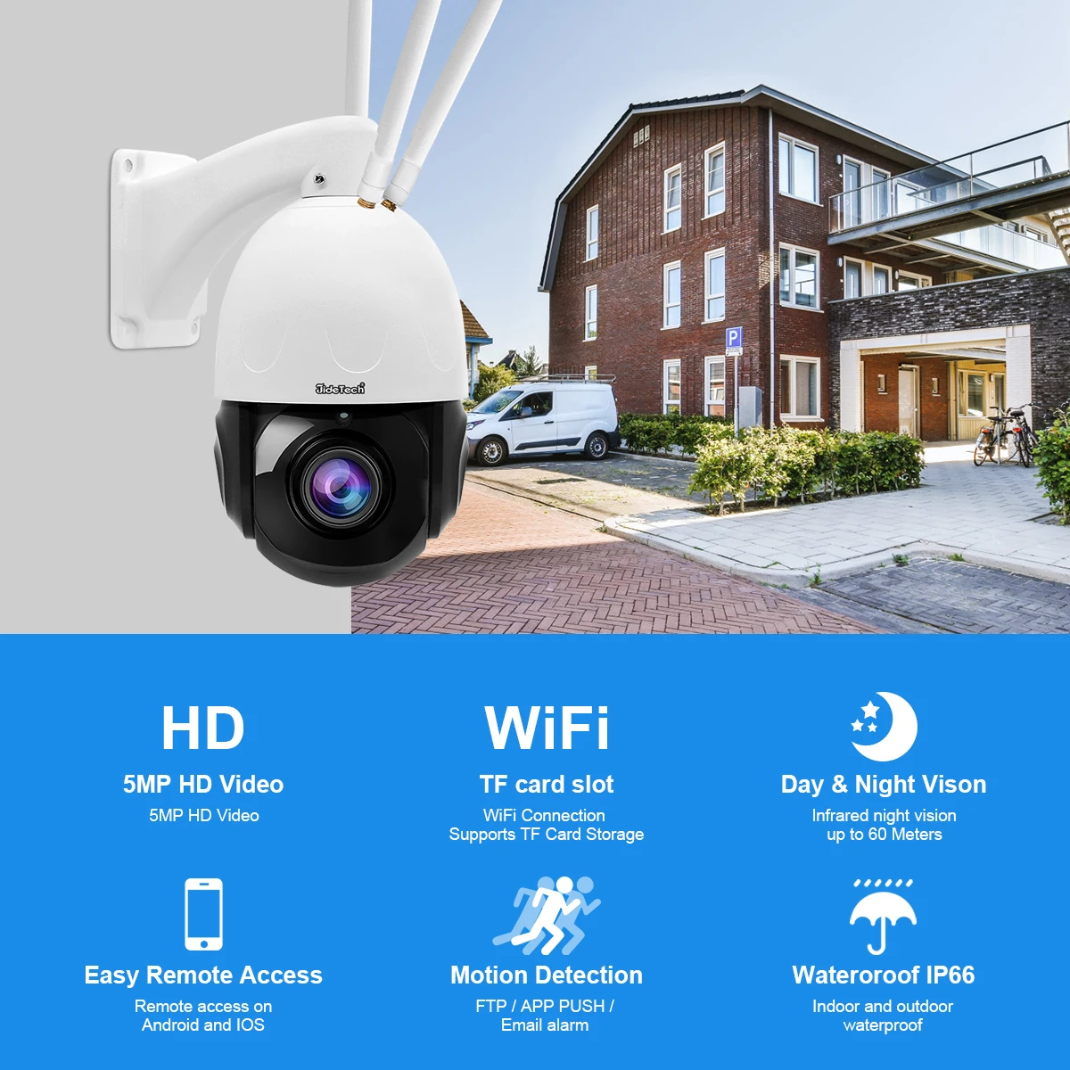 Jidetech 5mp 20x Optical Zoom Ptz Camera Home Security Camera With ...