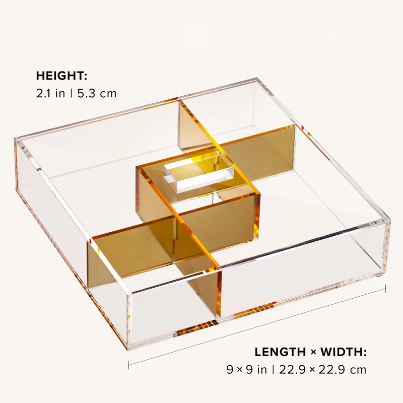 Divided Acrylic Appetizer Serving Tray Set Snack Serving Tray With Lid ...