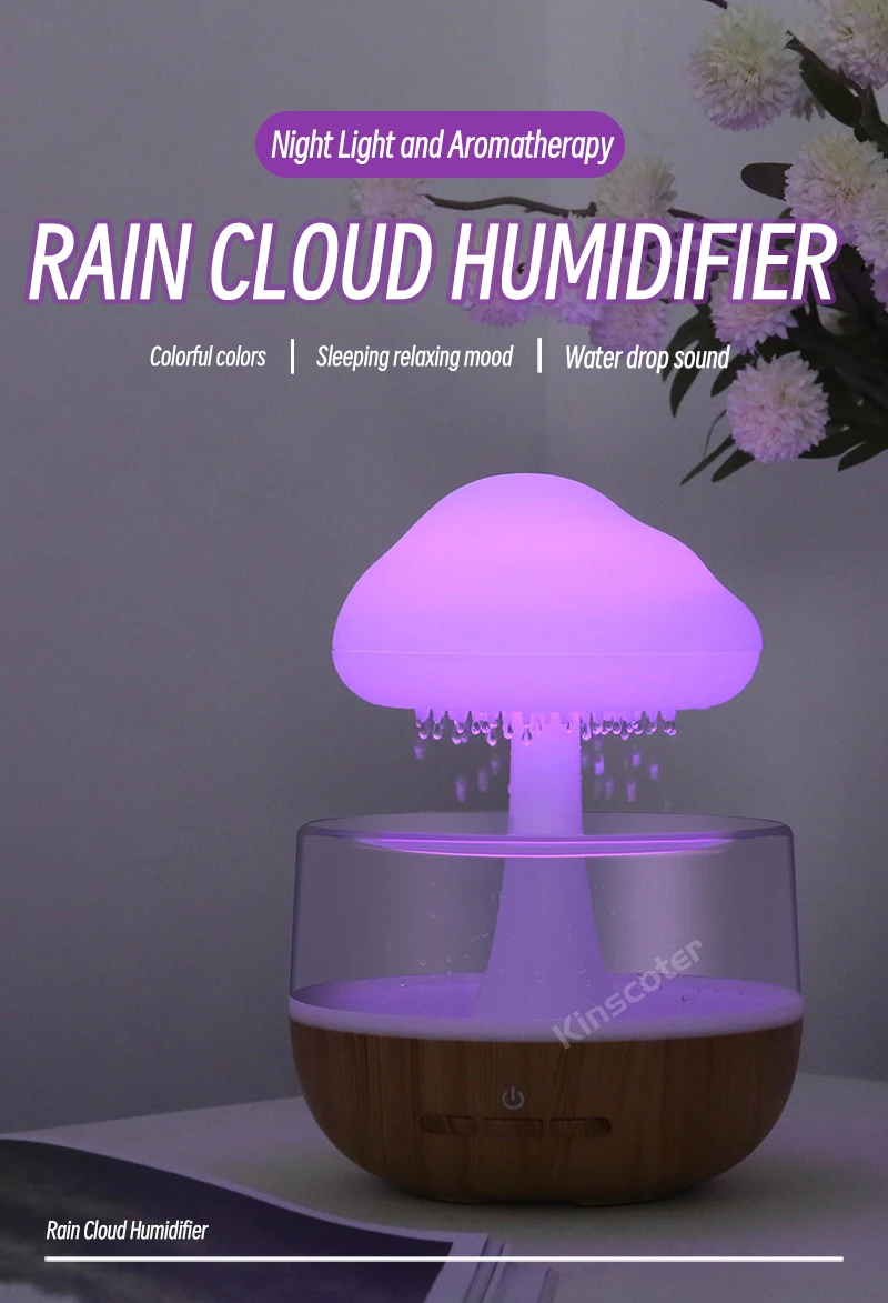 Water Drop Humidifier Room Raining Drop Humidifier Colorful Led Night ...
