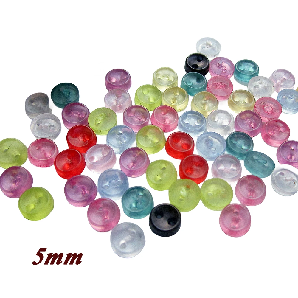 200pcs 2 Holes 5mm Colorful Transparent Bowl Small Doll Buttons for DIY ...