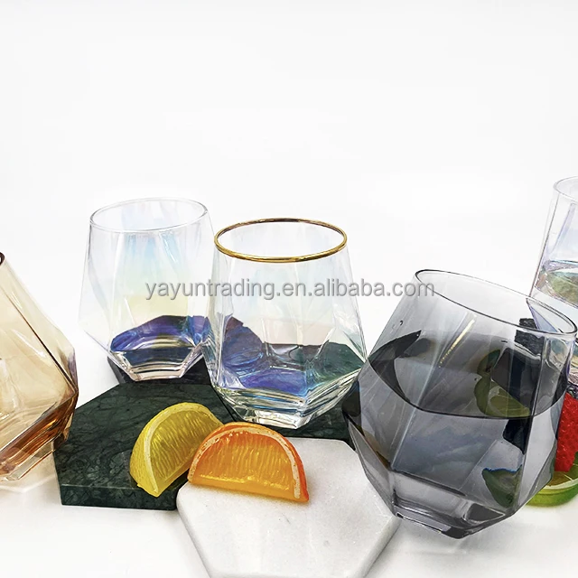 Unique Tumblers Goblets Set Iridescent Popular Ribbed Long Stem ...