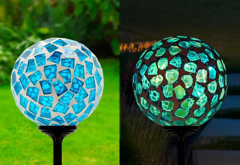 Decorative Lighting Mosaic Gazing Ball Garden Solar Stake Lights