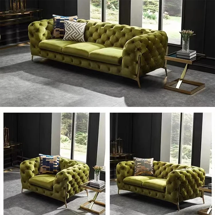 Chesterfield Design Royal Luxury Gold Foot Sofa Set