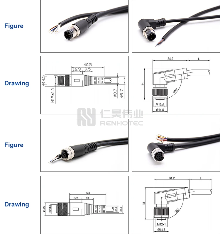 M16 Male Female Circular Connector Ip67 Waterproof 3/5/6/7/8/12 Pin ...