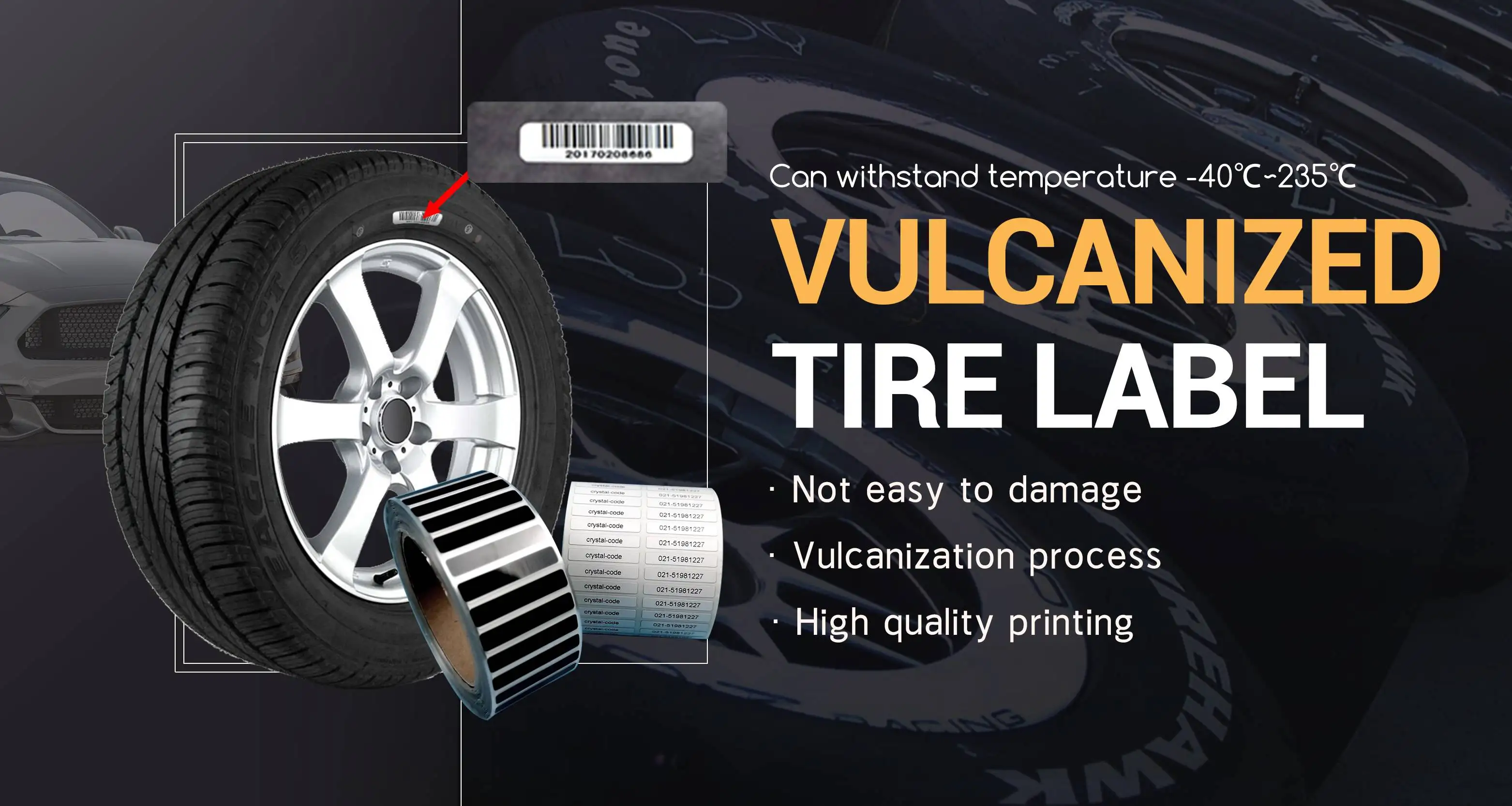 Vulcanized Tire Label - Durable, Customizable PVC Sticker