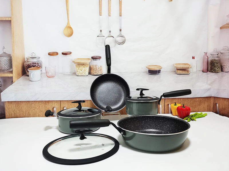 New Design Kitchen Cooking Pots Nonstick Pressed Aluminum Cookware Set ...