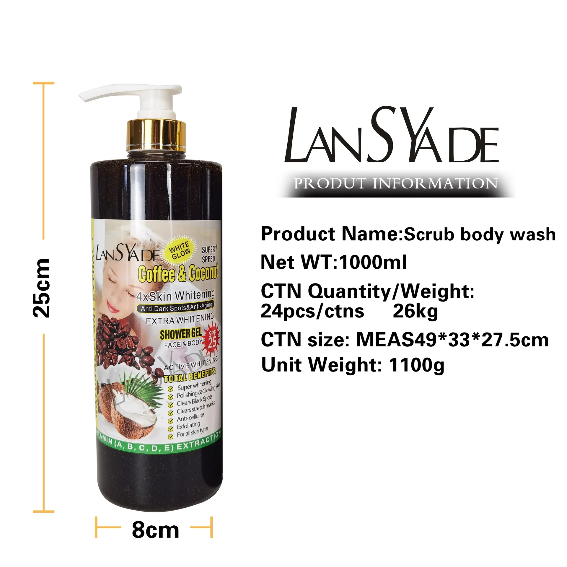 Private Label Shower Gel High Quality Body Wash Scrub Exfoliating ...