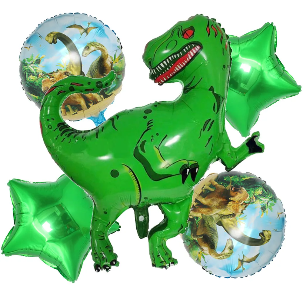 Dinosaur Party Decorations Gold Roar Dinosaur Foil Balloons With White Green Gold Latex Balloons ...
