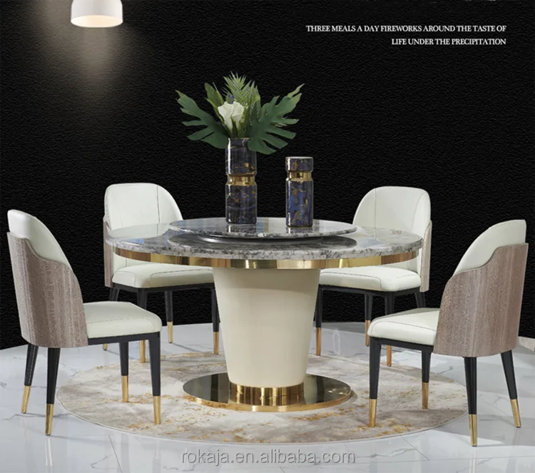Modern Luxury Round Dining Table With Rotating Centre 6 8 Seater Dining ...