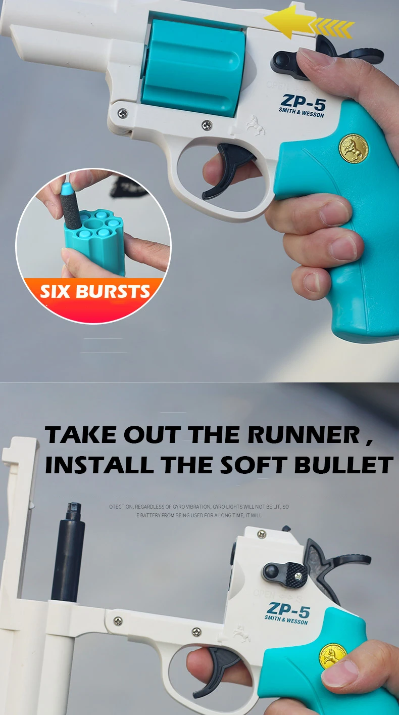 Hot Safety Material Shooting Gun With Soft Bullets Revolver Plastic ...