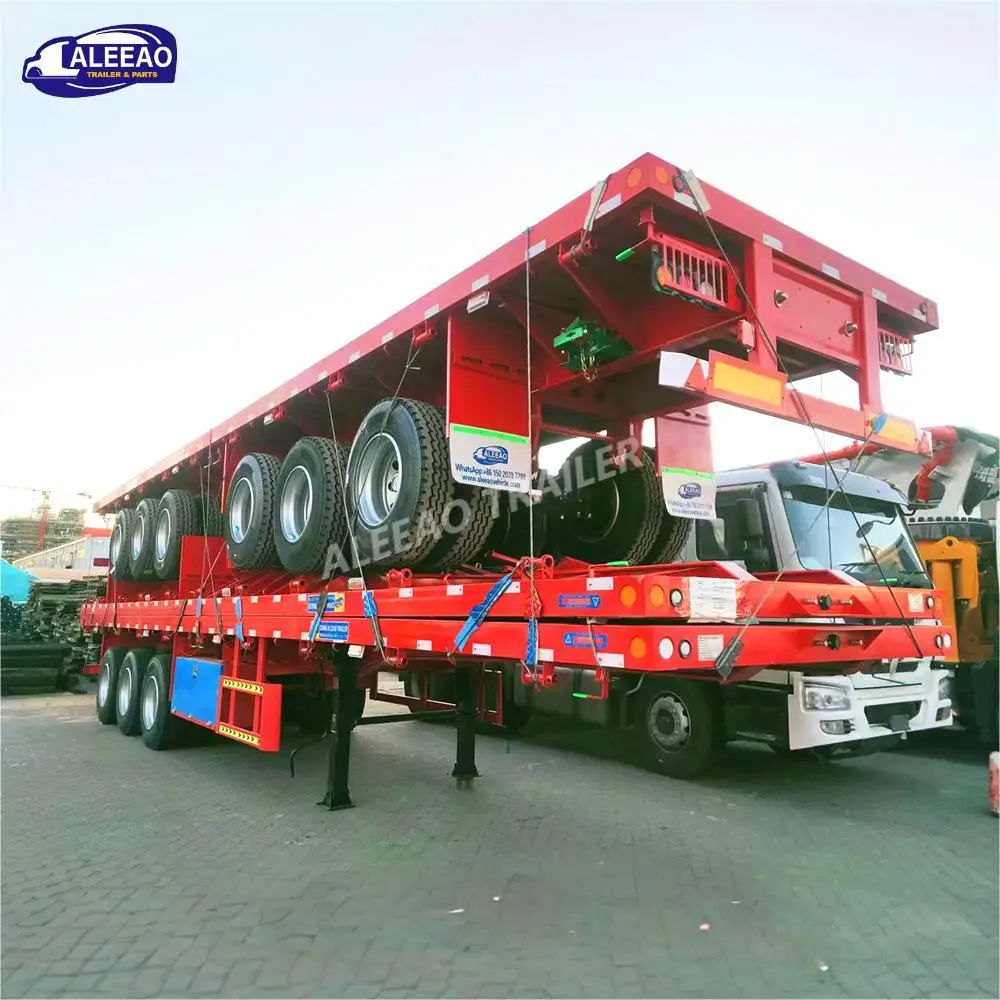 40 Ton Container Flatbed Semi Truck Trailer 60-120 Ton 3 Axles Flatbed ...