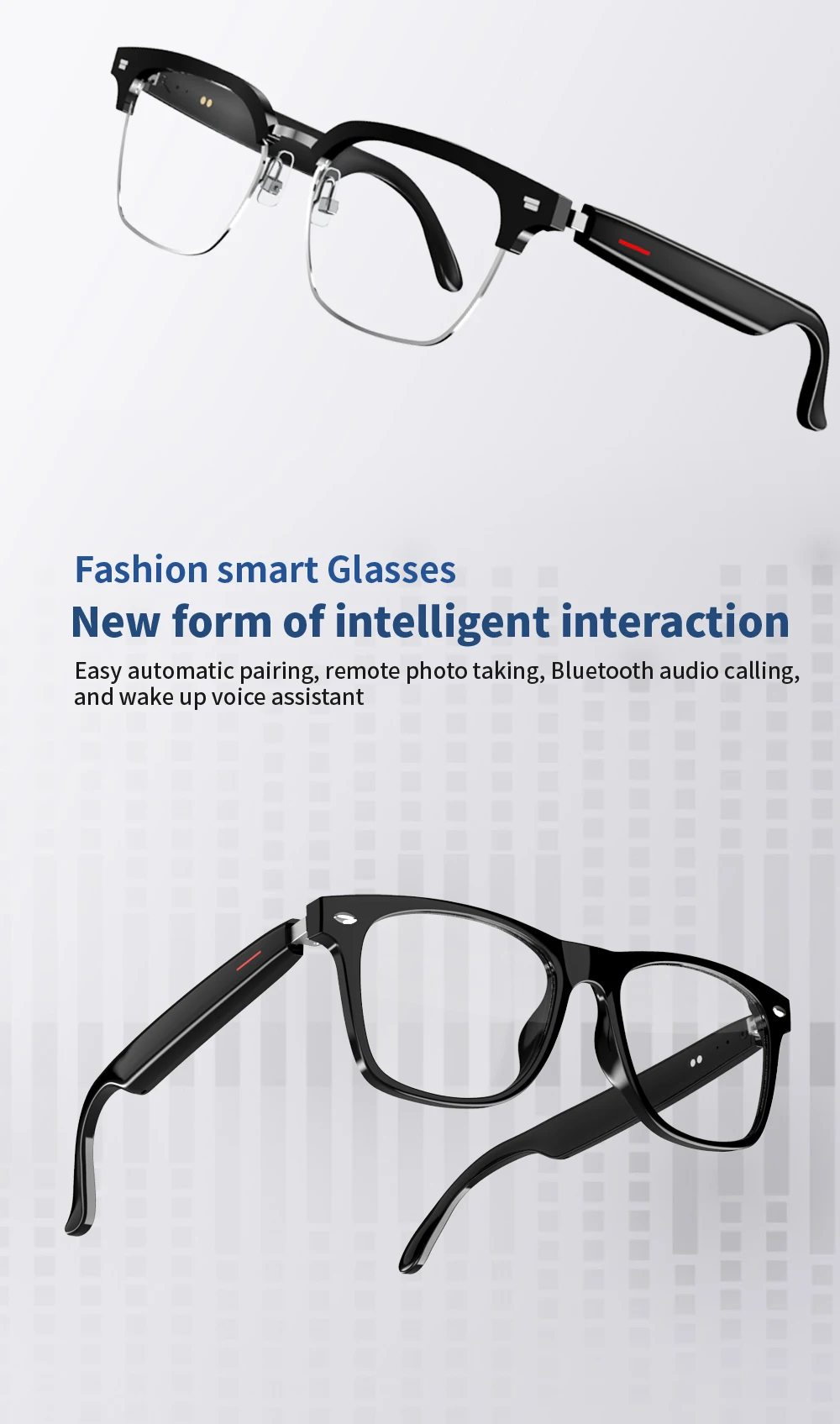 E13 AI Translation Smart Glasses with TWS Earbuds, Bone Conduction ...