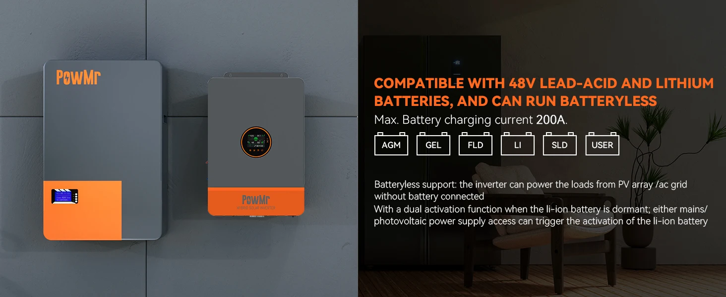 PowMr 10Kw Hybrid PV Inverter with WiFi Monitor & MPPT Charging - OEM