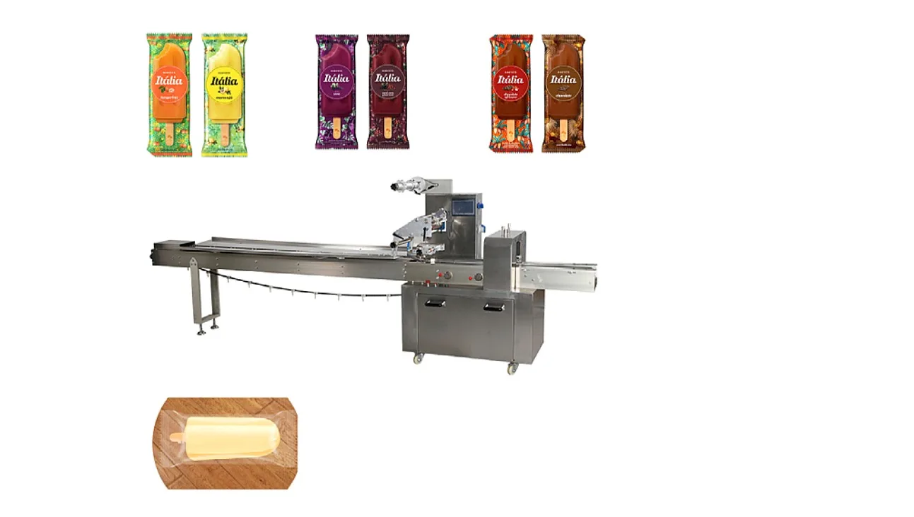 Mini Flow Pack Machine Ice Cream Popsicle Packaging Machine Ice Cream ...